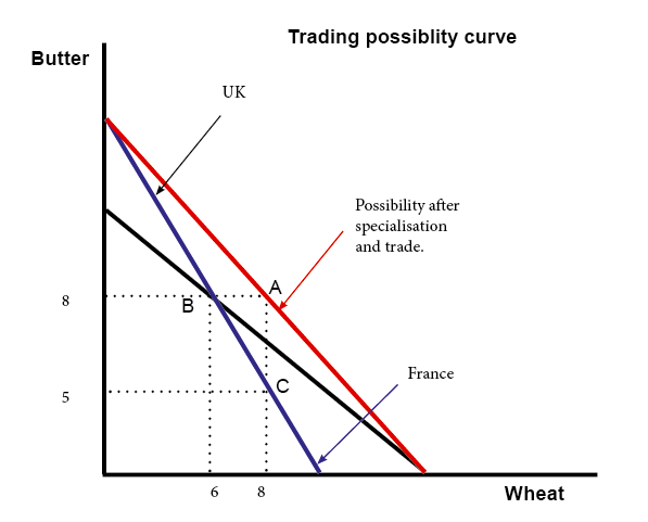 Trading possibility frontier - Economics Help